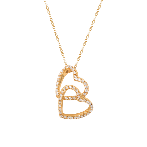 Collar oro rosa 18K con corazones entrelazados full brillantes - Aldo & Co.