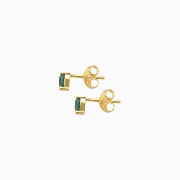 Aretes oro amarillo 18K con turmalina verde azulado - Aldo & Co.