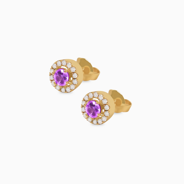 Aretes en oro amarillo de 18K con amatistas y brillantes - Aldo & Co.
